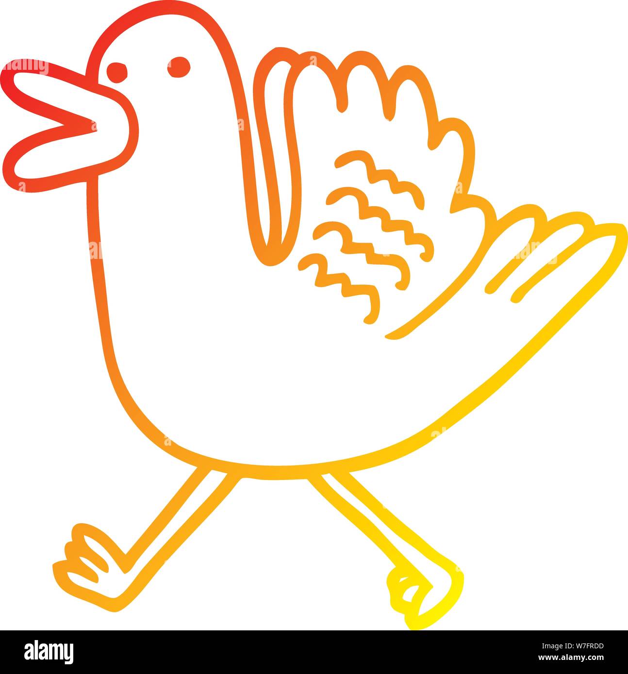 warm gradient line drawing of a cartoon duck running Stock Vector Image ...
