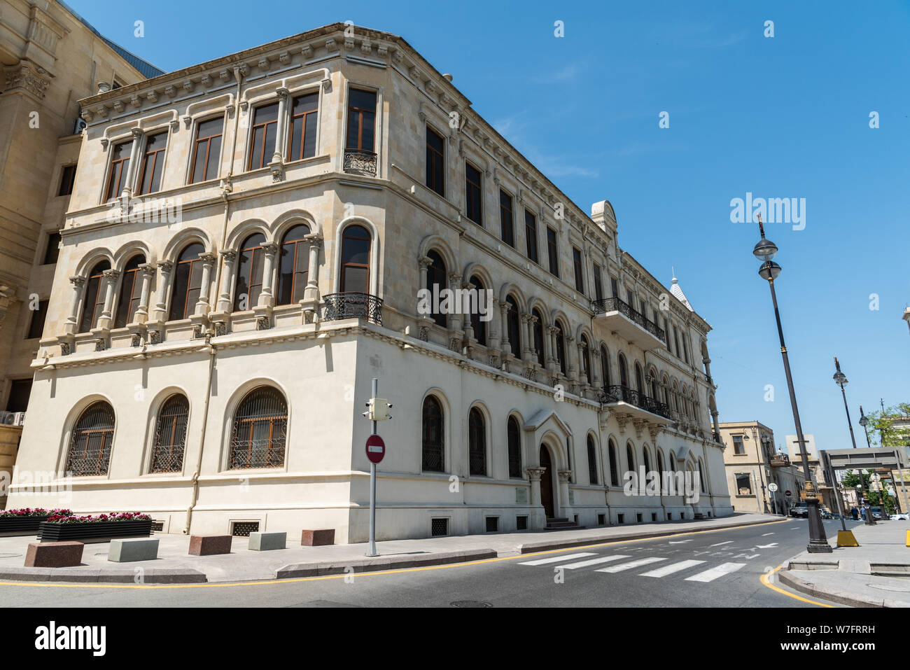 Baku, Azerbaijan - May 9, 2019. Exterior view of the building housing ... Baku, Azerbaijan - May 9, 2019. Exterior view of the building housing ...