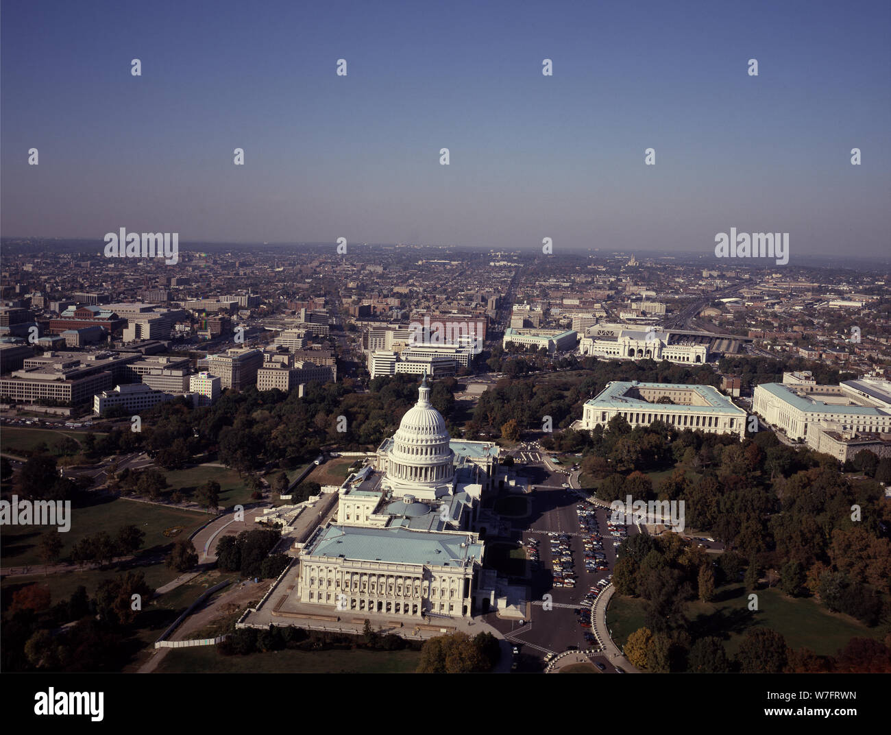 "Aerial view from above the U.S. Capitol, looking south, Washington, D ...