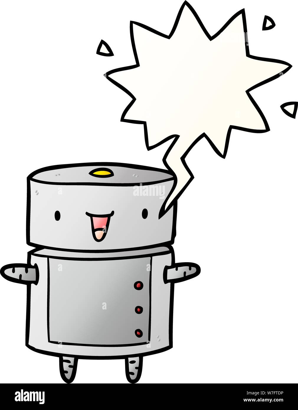 cute cartoon robot with speech bubble in smooth gradient style Stock ...