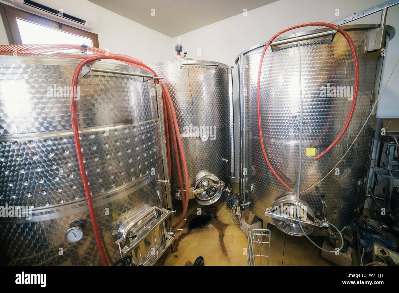 Large cisterns with wine. At the production winery Stock Photo - Alamy