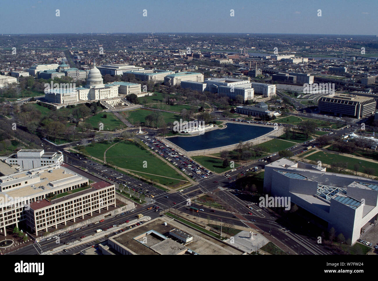 Aerial view of Washington, D.C. showing the U.S. Capitol Stock Photo ...