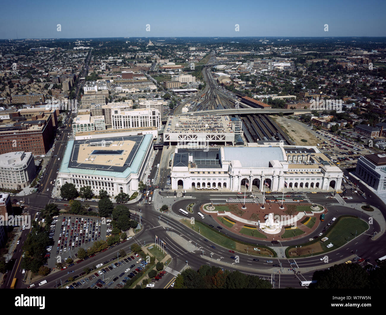 Aerial view of Washington, D.C.'s Union Station, looking north Stock ...