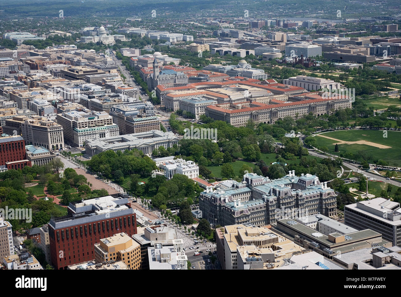 Aerial view of White House, Old Executive Office Building, Pennsylvania ...