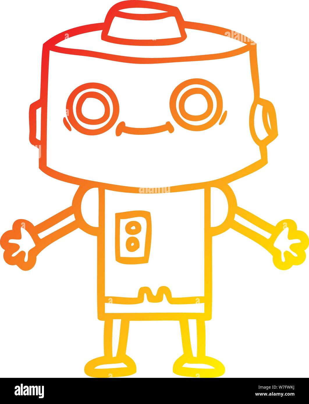 warm gradient line drawing of a cartoon robot Stock Vector Image & Art ...