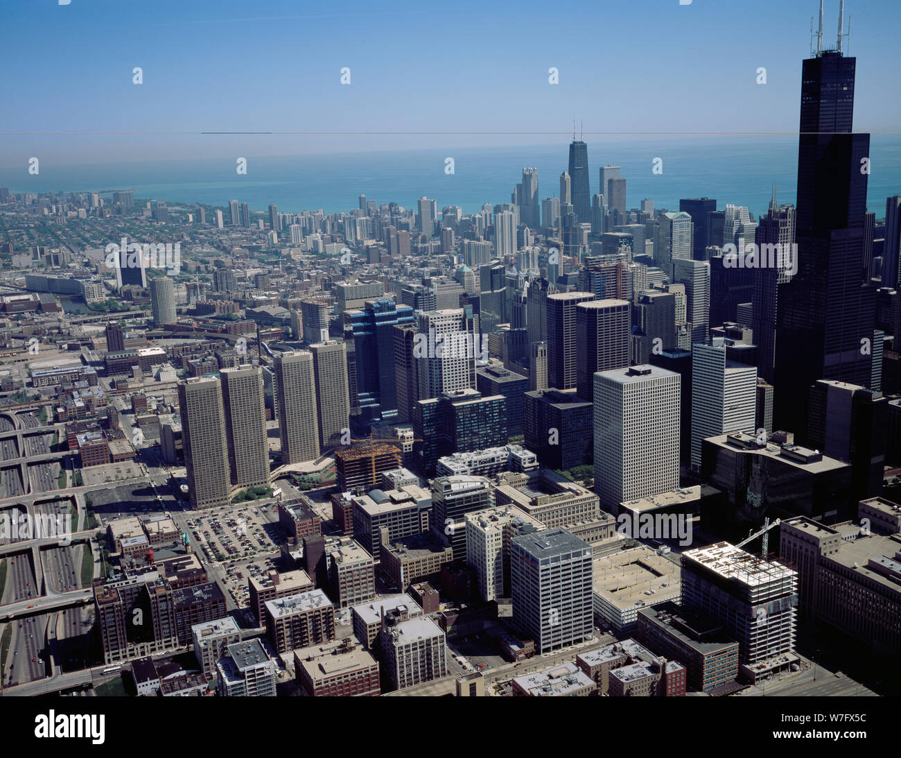 Aerial view of skyline, Chicago, Illinois Stock Photo - Alamy