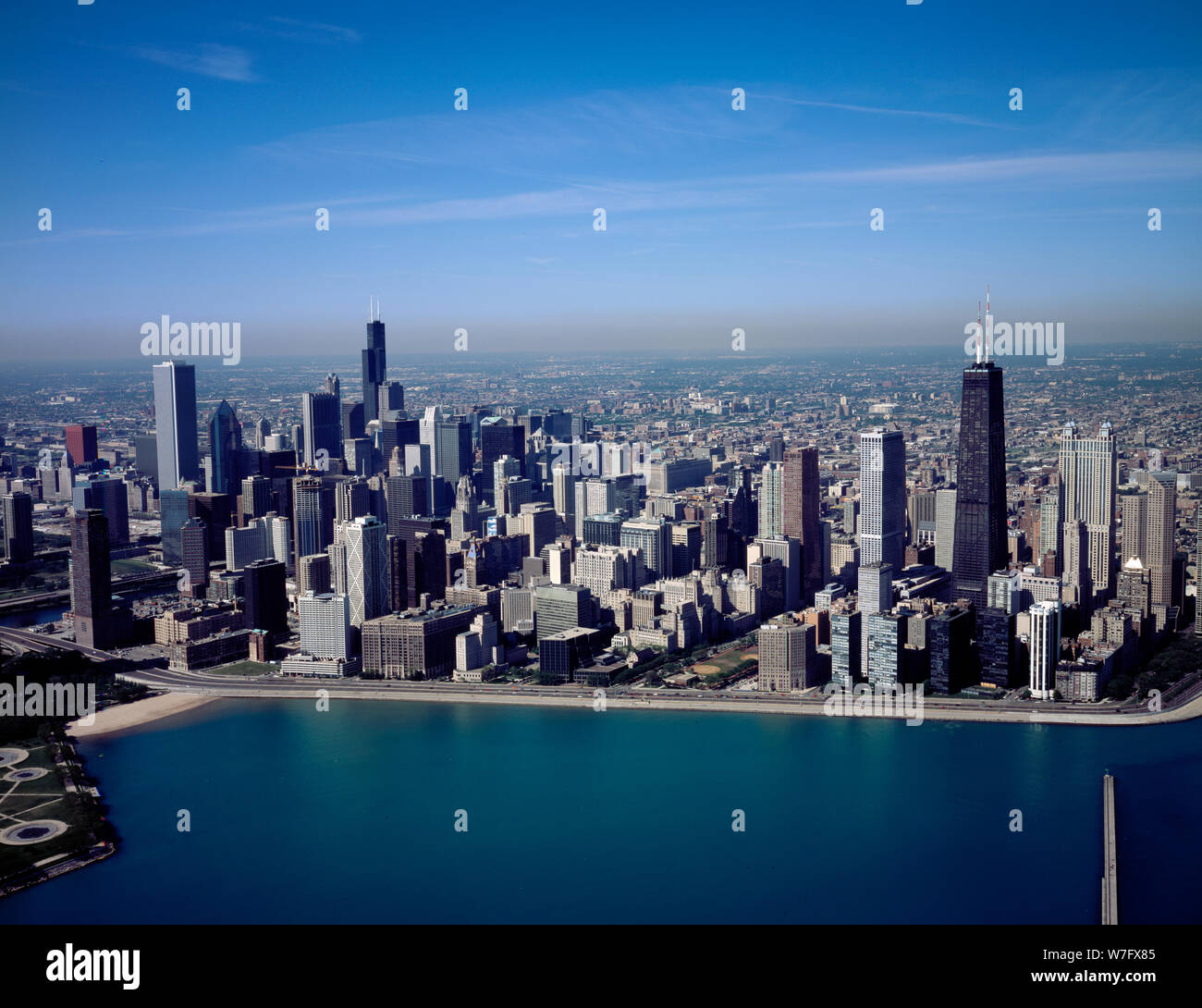 Aerial view of skyline, Chicago, Illinois Stock Photo - Alamy