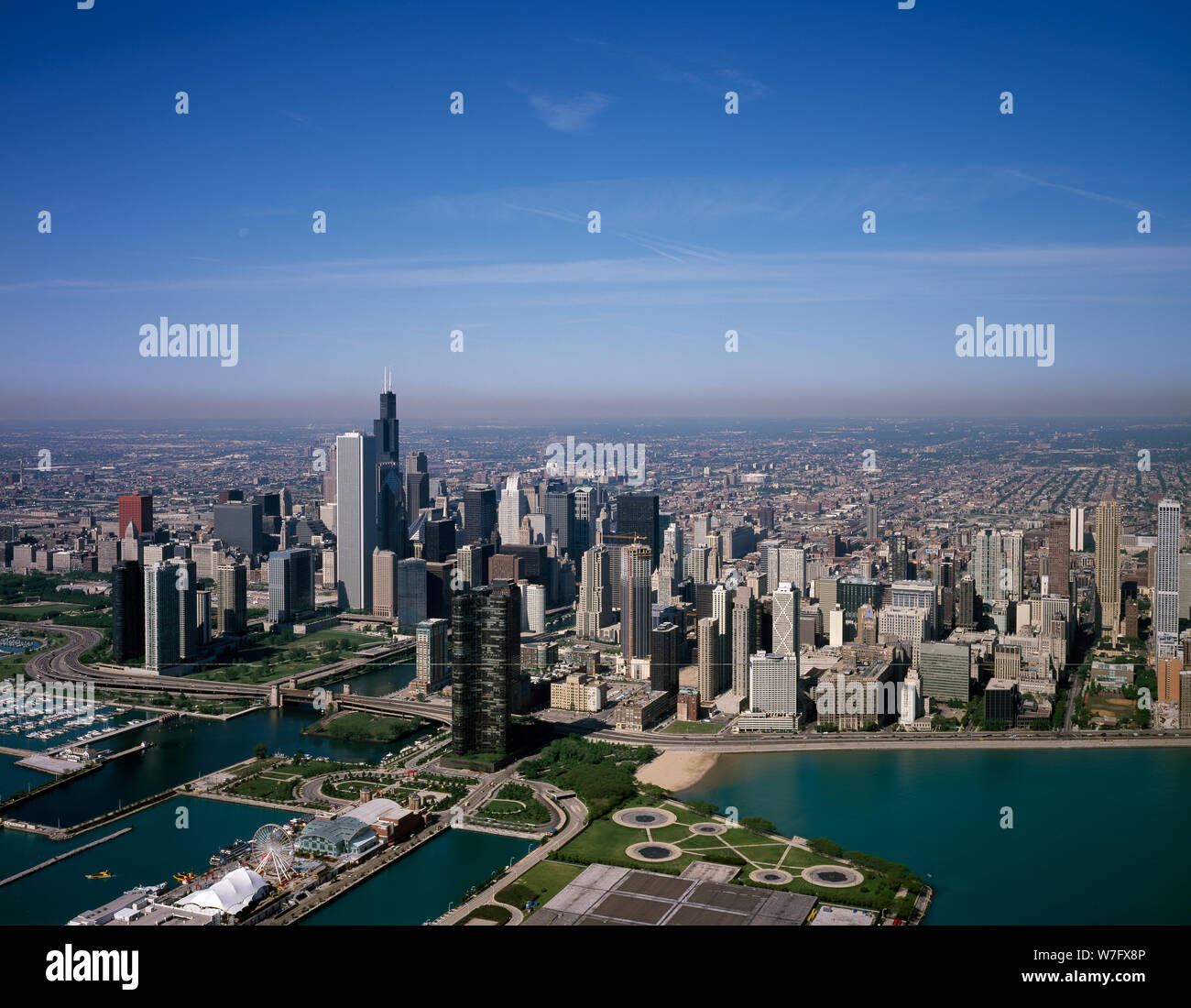 Aerial view of skyline, Chicago, Illinois Stock Photo - Alamy