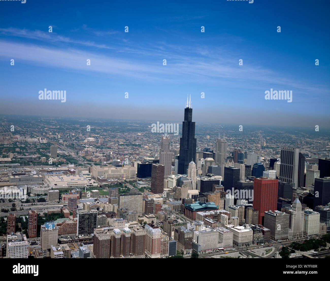 Aerial view of skyline, Chicago, Illinois Stock Photo - Alamy