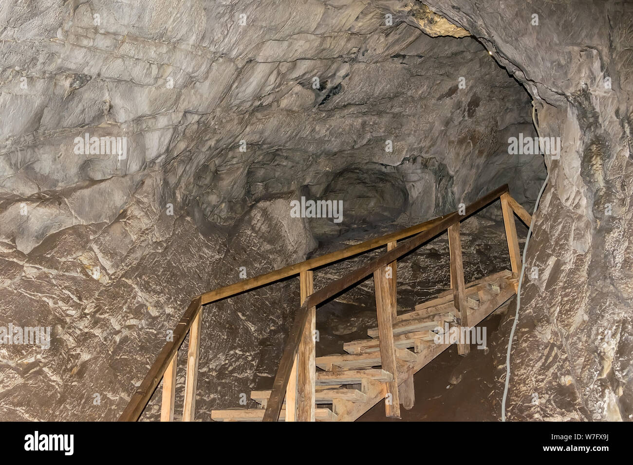 view of a wooden staircase for visitors, tourists, which is located ...