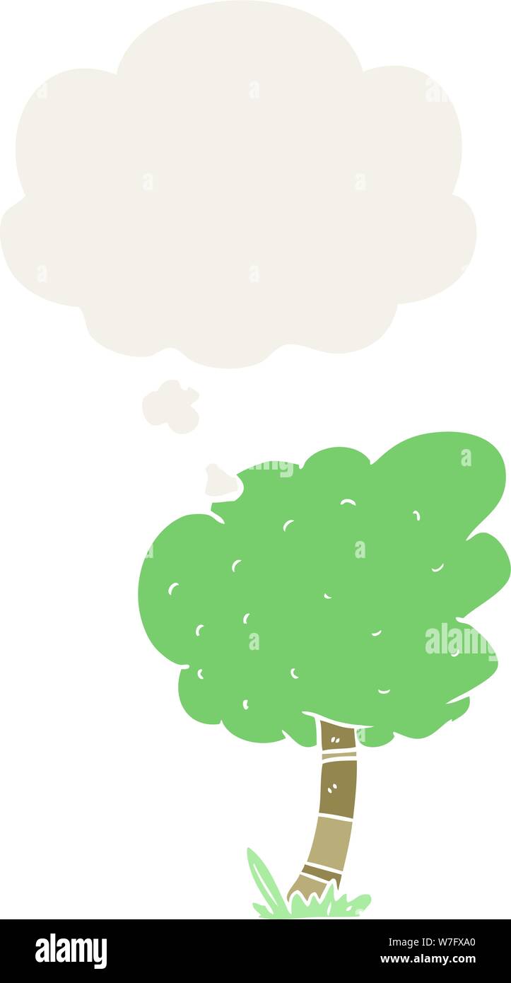 cartoon tree with thought bubble in retro style Stock Vector Image ...