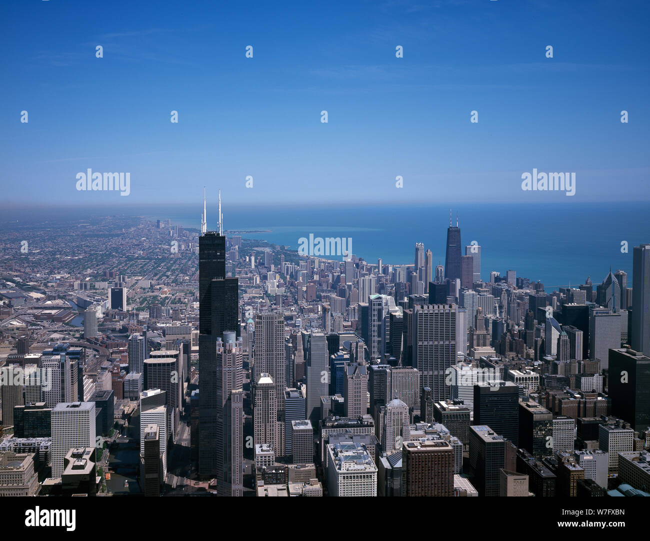 Aerial view of skyline, Chicago, Illinois Stock Photo - Alamy