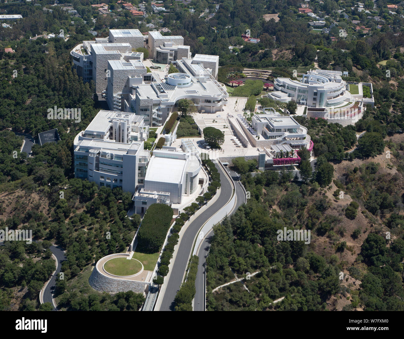 Aerial view of the J. Paul Getty Museum of Art in Los Angeles ...
