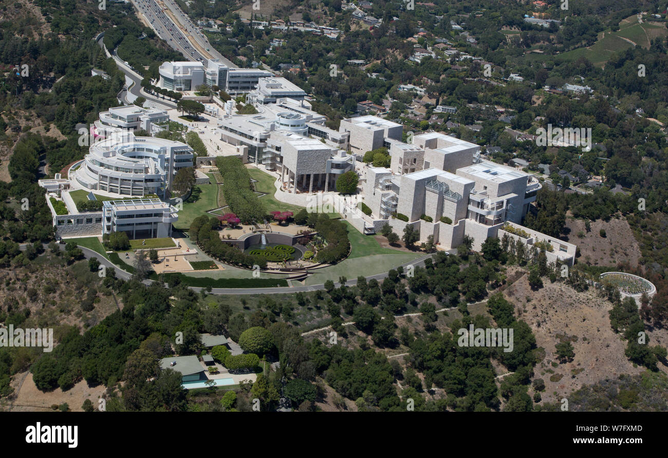 Aerial view of the J. Paul Getty Museum of Art in Los Angeles ...