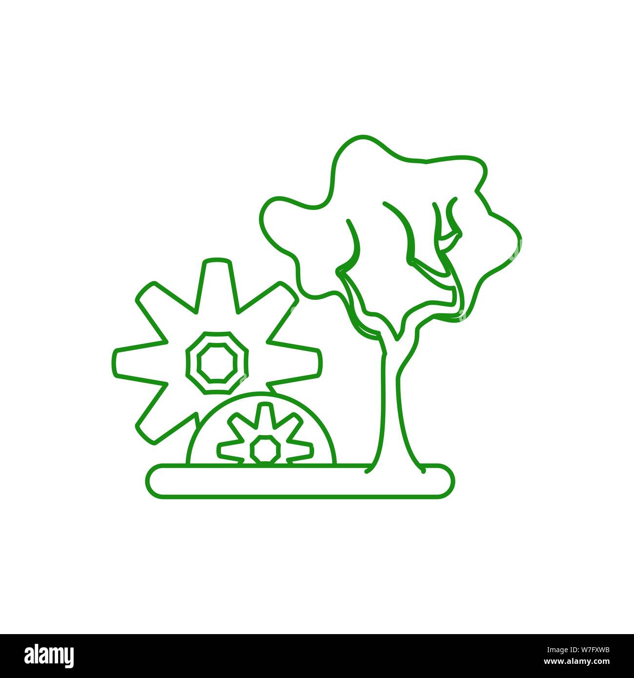 tree plant nature with gears pinions vector illustration design Stock ...