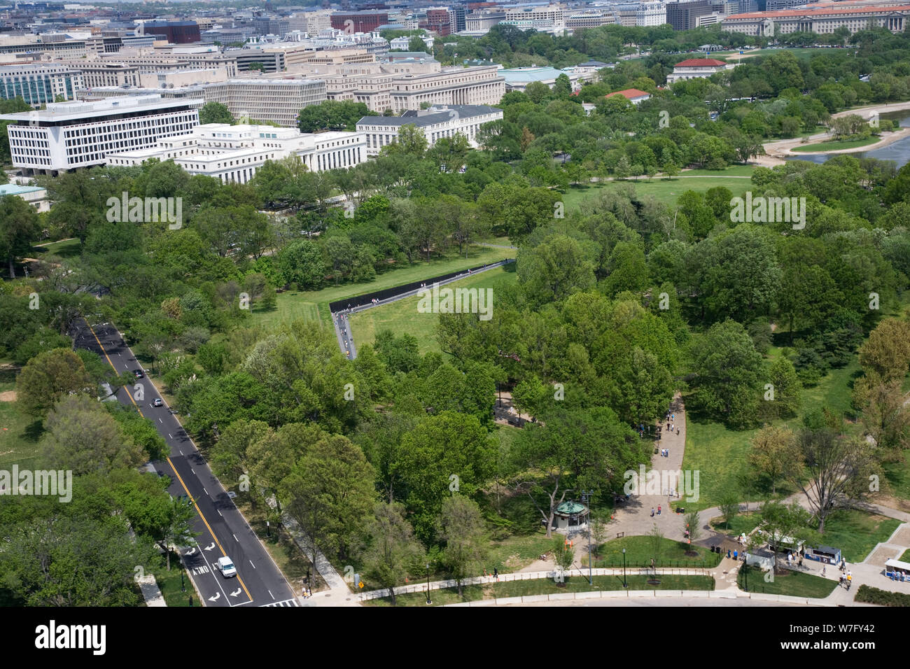 Aerial view of the Vietnam War Memorial, Washington, D.C Stock Photo ...