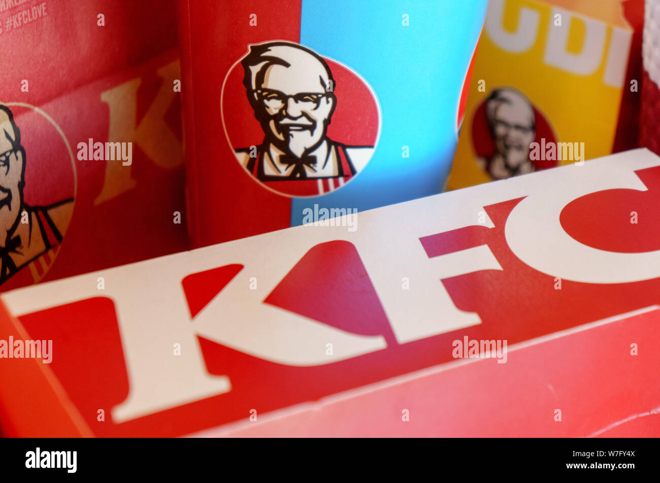Moscow, Russia, October 11, 2018 : KFC Chickens, french fried and drink ...