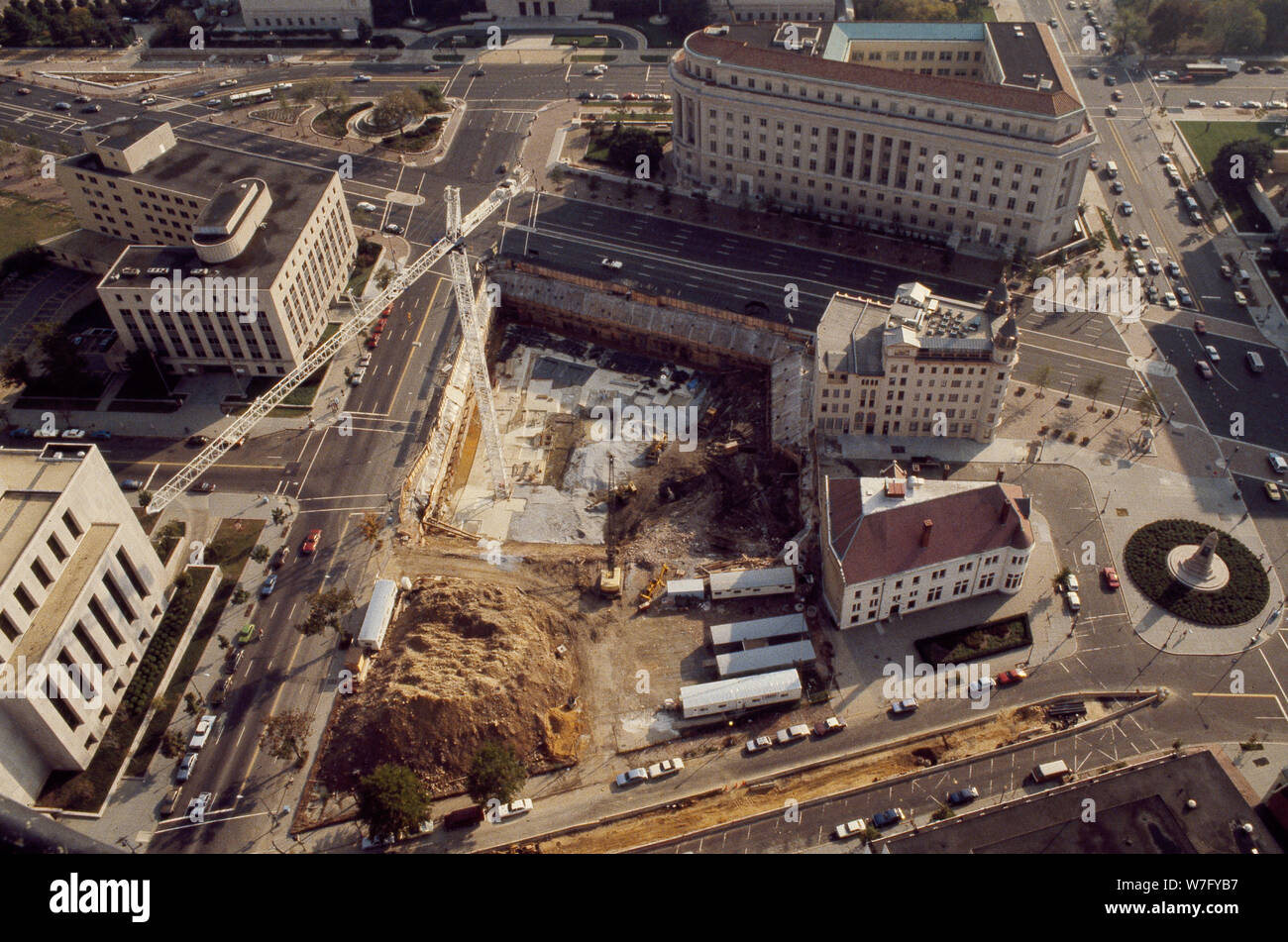 Aerial view of the construction of Penn Quarter building, Washington, D ...