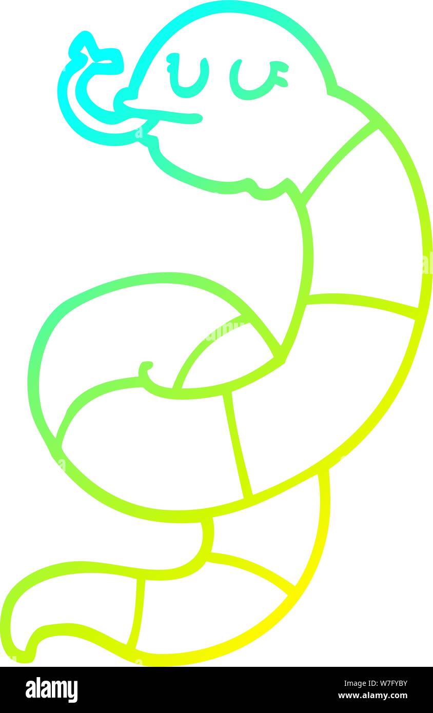 cold gradient line drawing of a cartoon snake coiled Stock Vector Image ...