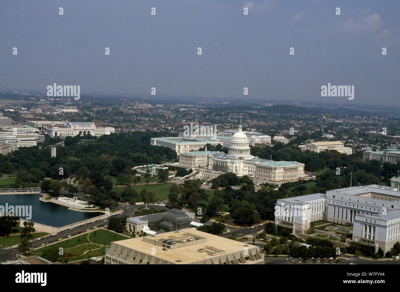 Aerial view with a focus on the U.S. Capitol, Washington, D.C Stock ...