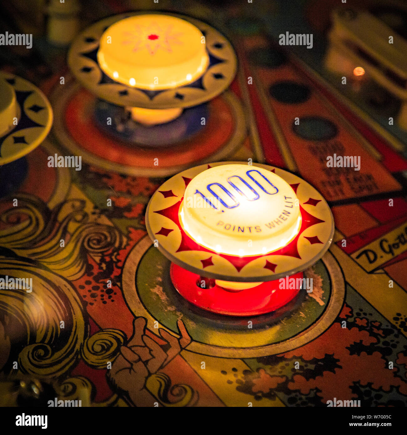 Budapest, Hungary - March 25, 2018: Pinball museum. Pinball table close ...