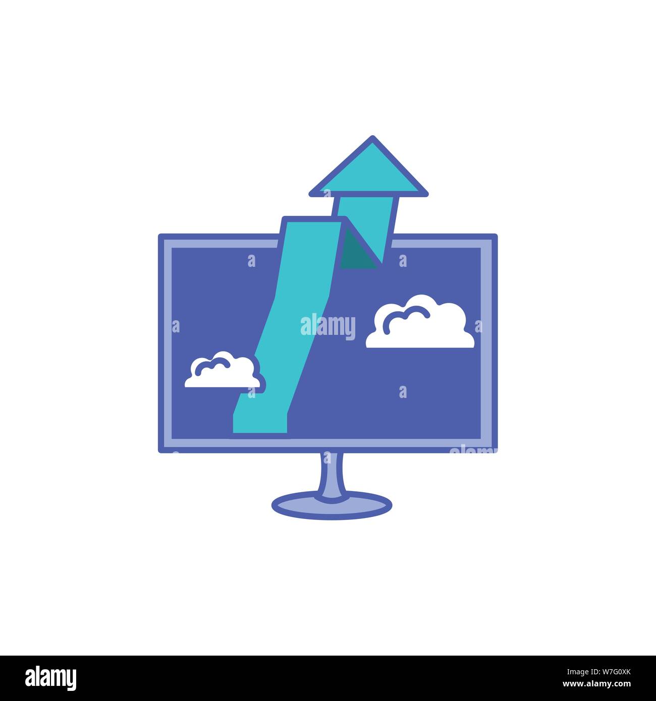 computer monitor with clouds computing and arrow up vector illustration ...