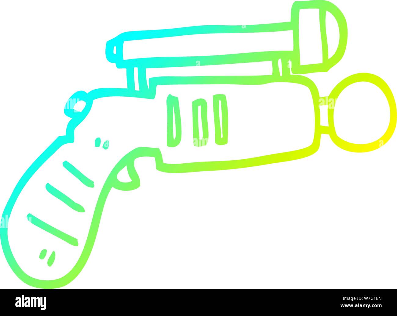 cold gradient line drawing of a cartoon ray gun Stock Vector Image ...