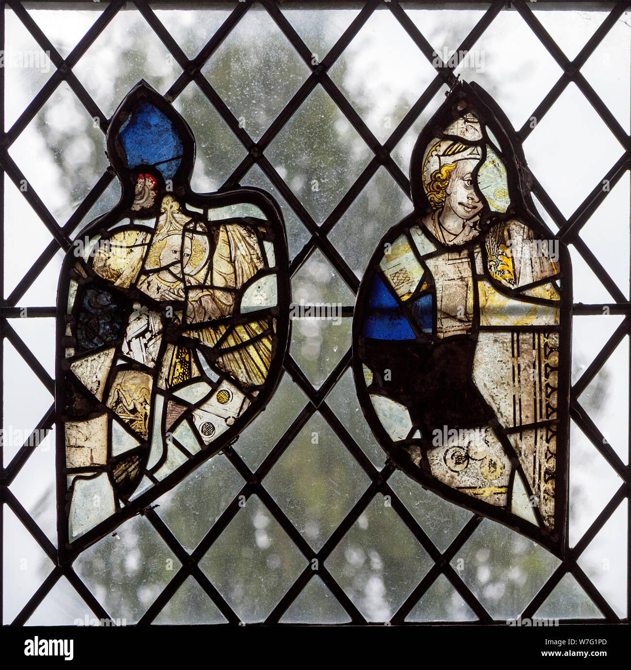 Medieval stained glass fragments window Holy Trinity church, Blythburgh ...