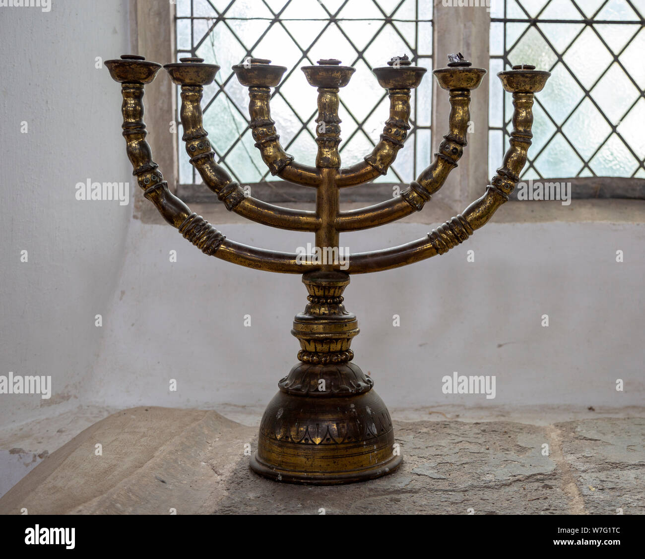 Brass candlestick holder six arms inside Holy Trinity church ...
