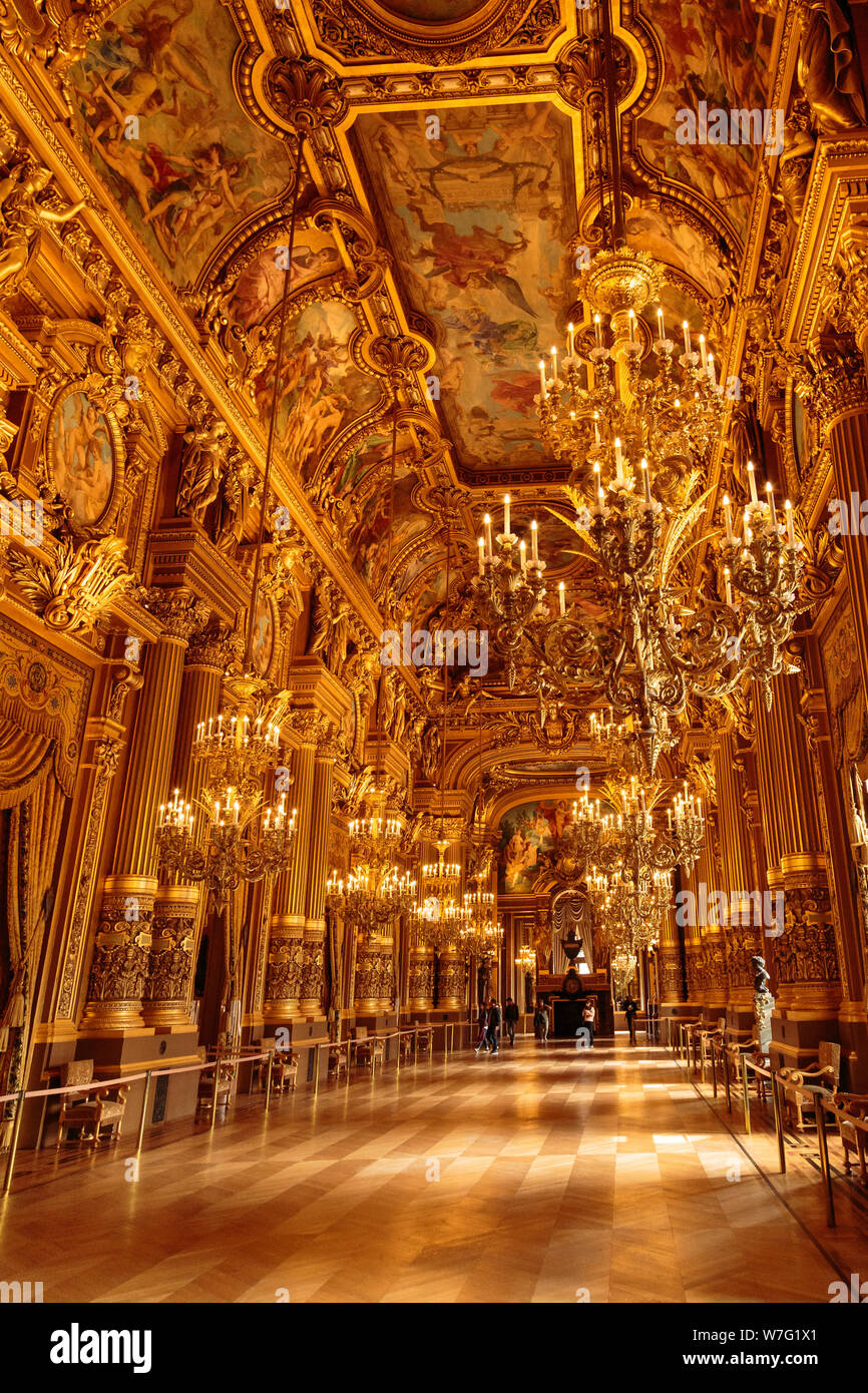 Paris, France, March 31 2017: Interior view of the Opera National de ...