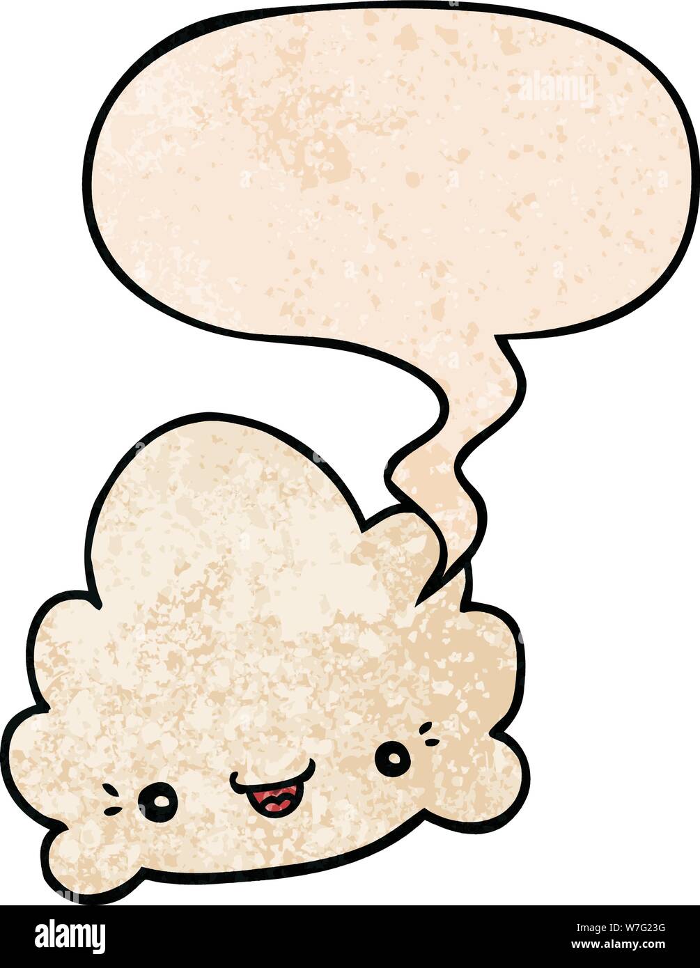 cartoon cloud with speech bubble in retro texture style Stock Vector ...