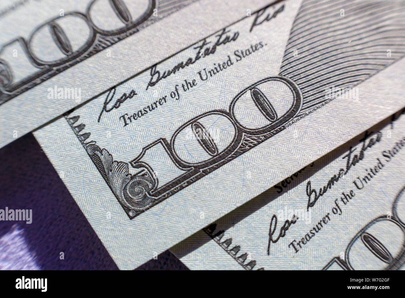 Close-up view on one hundred dollar bill. Macro view on one hundred ... Close-up view on one hundred dollar bill. Macro view on one hundred ...
