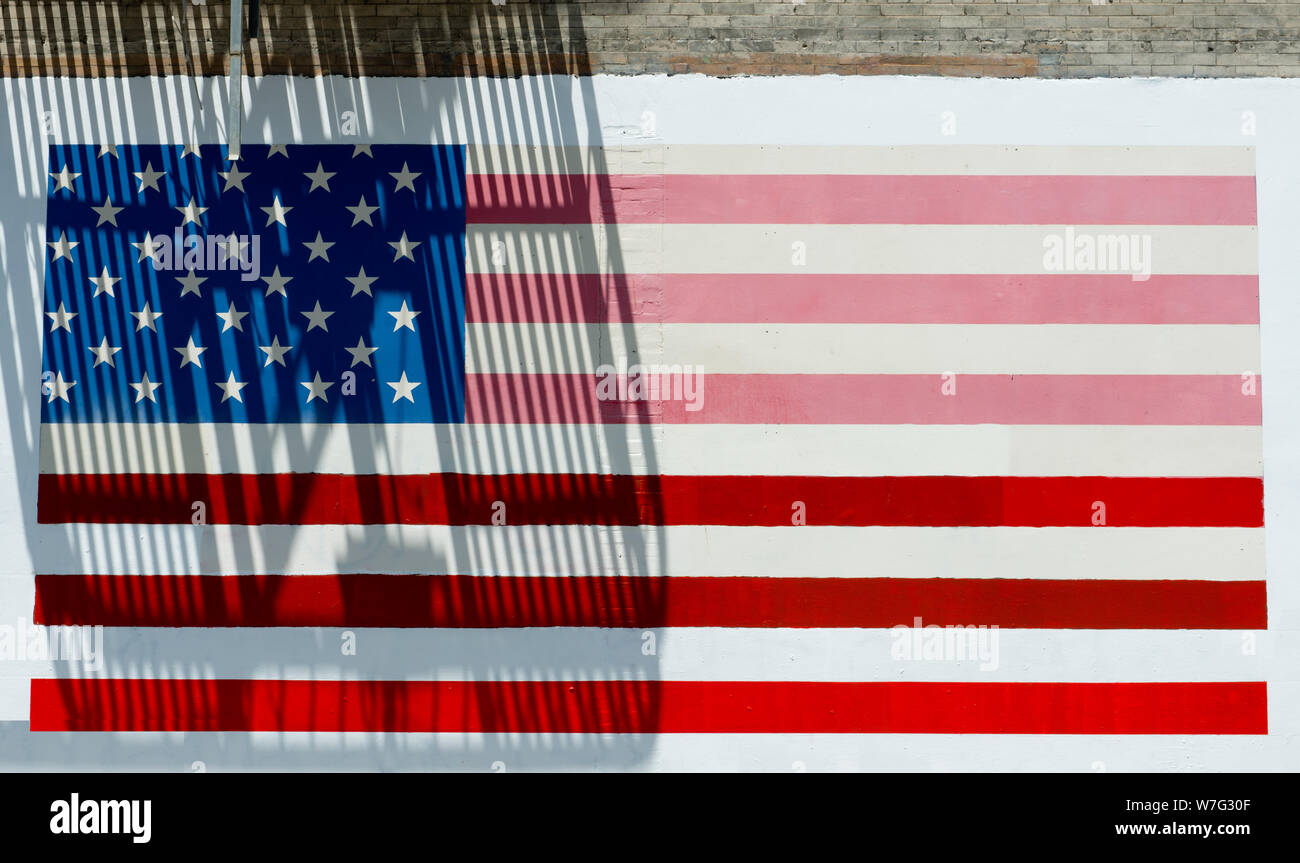 American flag mural in Chinatown, San Francisco, California Stock Photo ...
