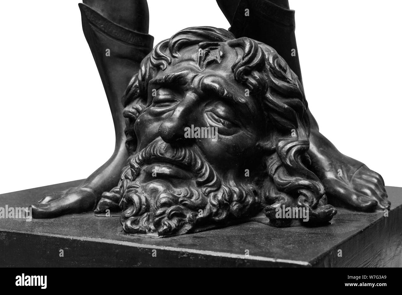David legs with the Head of Goliath statue isolated on white Stock ...