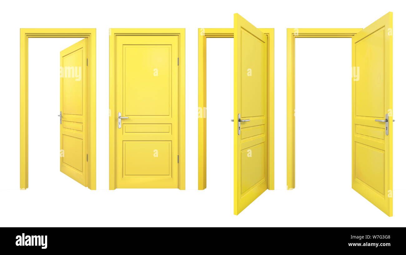 Collection of yellow doors, isolated on white Stock Photo - Alamy