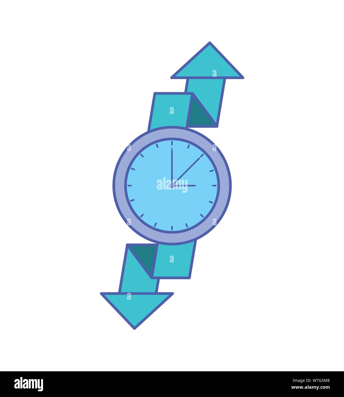 time clock watch with arrows up and down vector illustration design ...