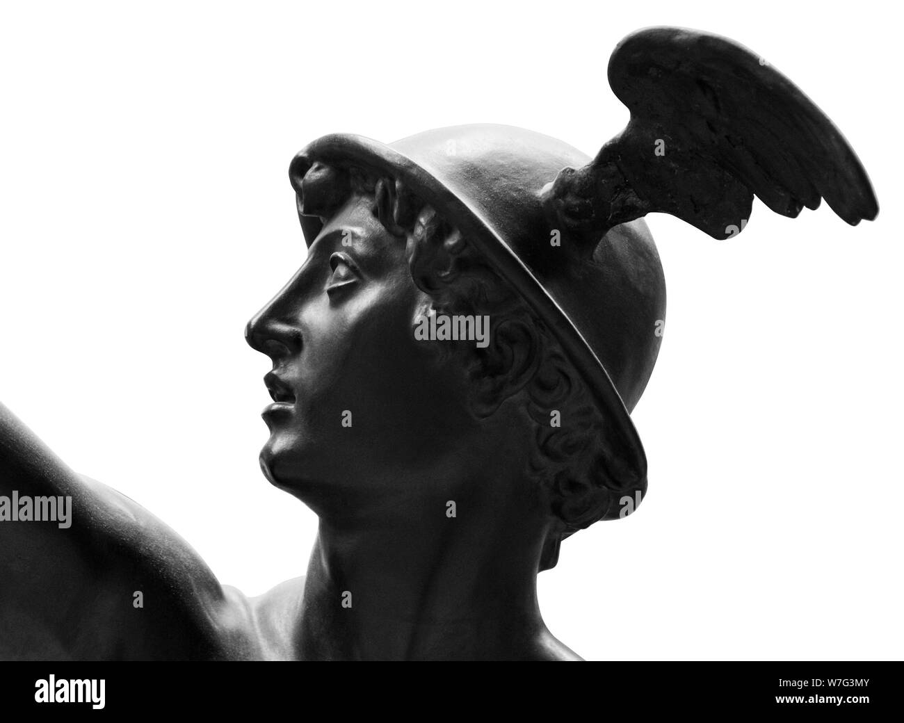 Ancient statue of the antique god of commerce, merchants and travelers ...