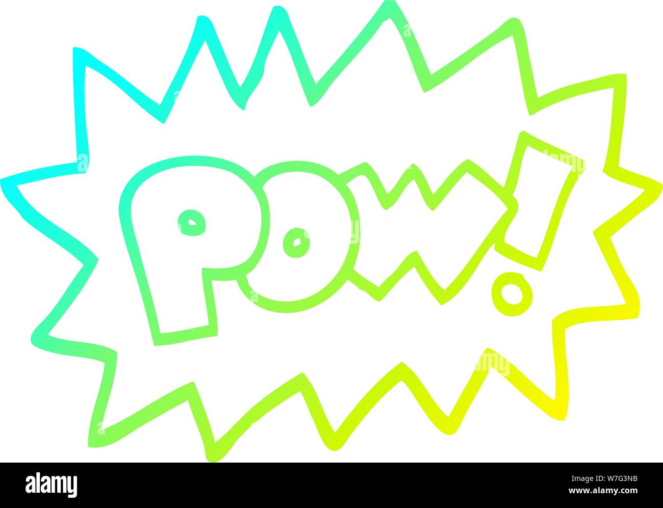 cold gradient line drawing of a cartoon pow symbol Stock Vector Image ...