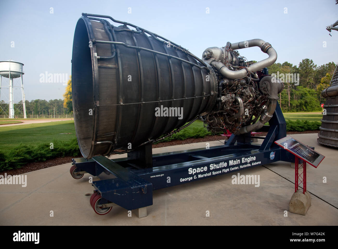 An exhibit of the F-1 engine used in the space shuttle at the George C ...