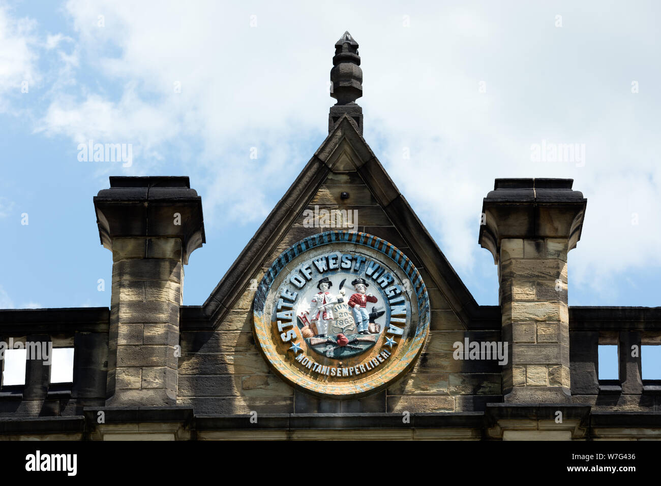 An emblem above the entrance to the West Virginia State Penitentiary, a ... An emblem above the entrance to the West Virginia State Penitentiary, a ...
