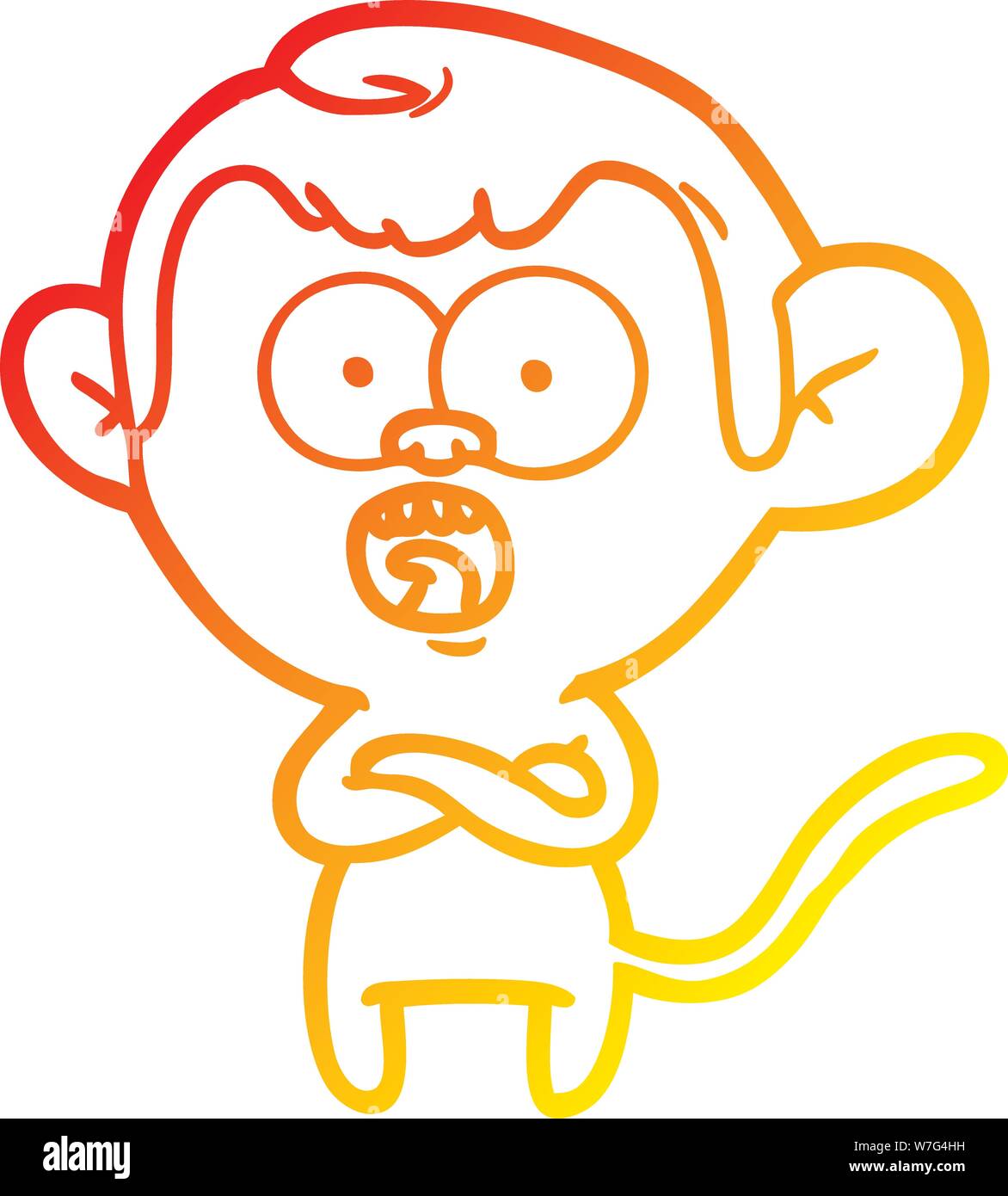 warm gradient line drawing of a cartoon shocked monkey Stock Vector ...