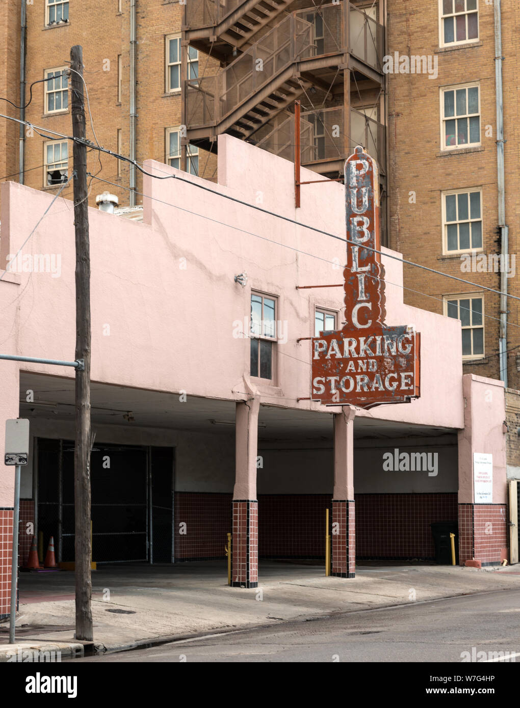 An old parking and storage building in Laredo, Texas Stock Photo - Alamy