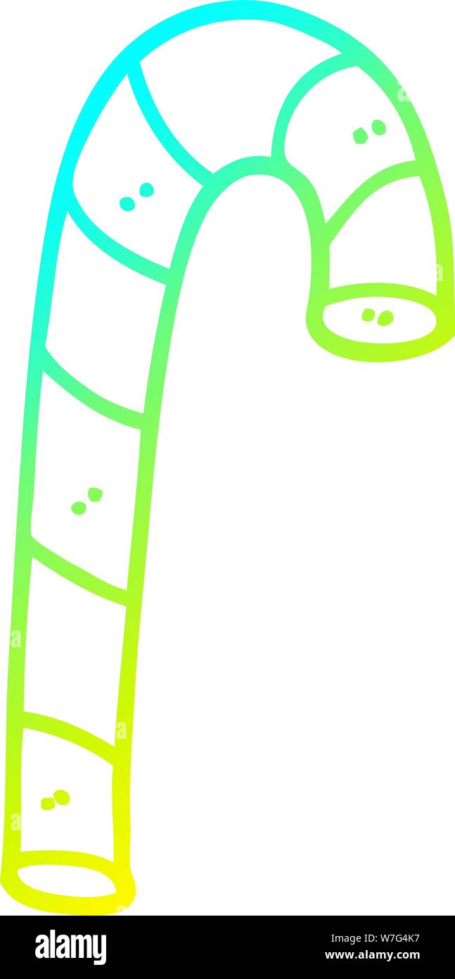 cold gradient line drawing of a cartoon pink candy cane Stock Vector ...