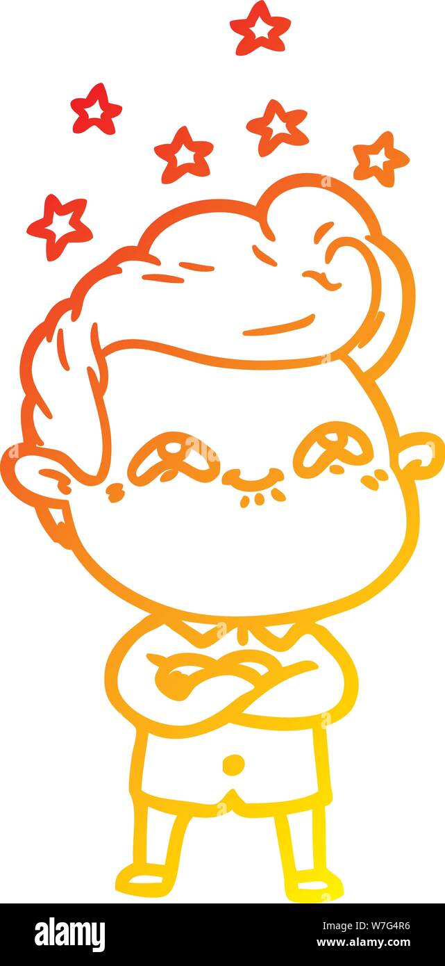 warm gradient line drawing of a cartoon excited man Stock Vector Image ...