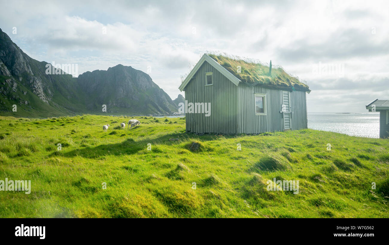 Traditional norwegian wooden house. Typical Norwegian house. Typical ...