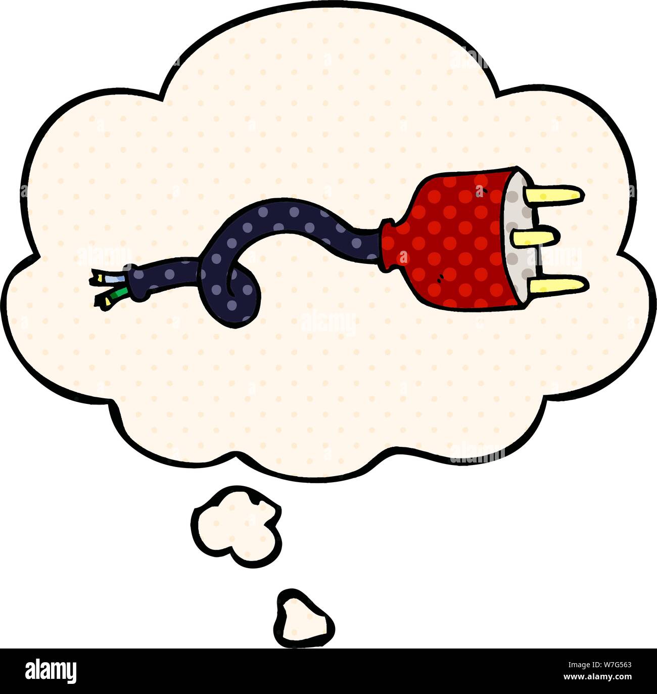 cartoon electrical plug with thought bubble in comic book style Stock ...
