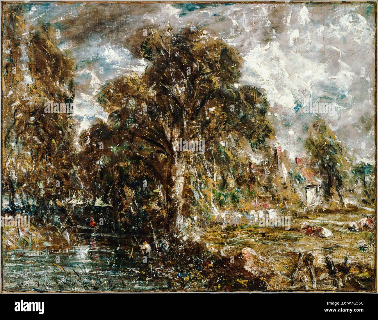 John Constable, On the River Stour, landscape painting, 1834-1837 Stock ...