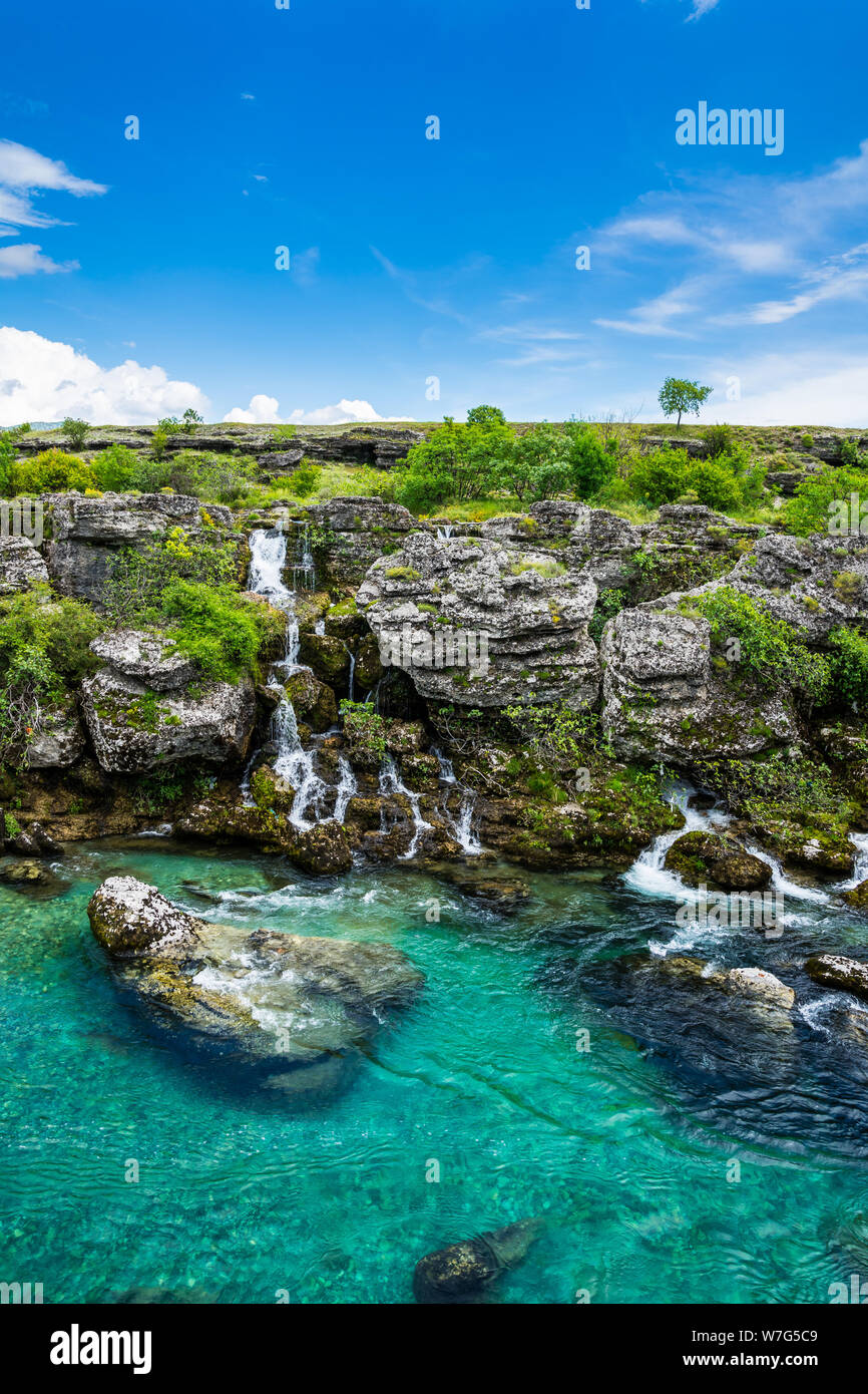 Montenegro, Waterfalls of azure perfect cijevna river water at niagara ...