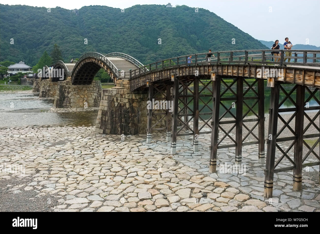 The Kintai Bridge built in 1673 over the Nishiki River, in the city of ...