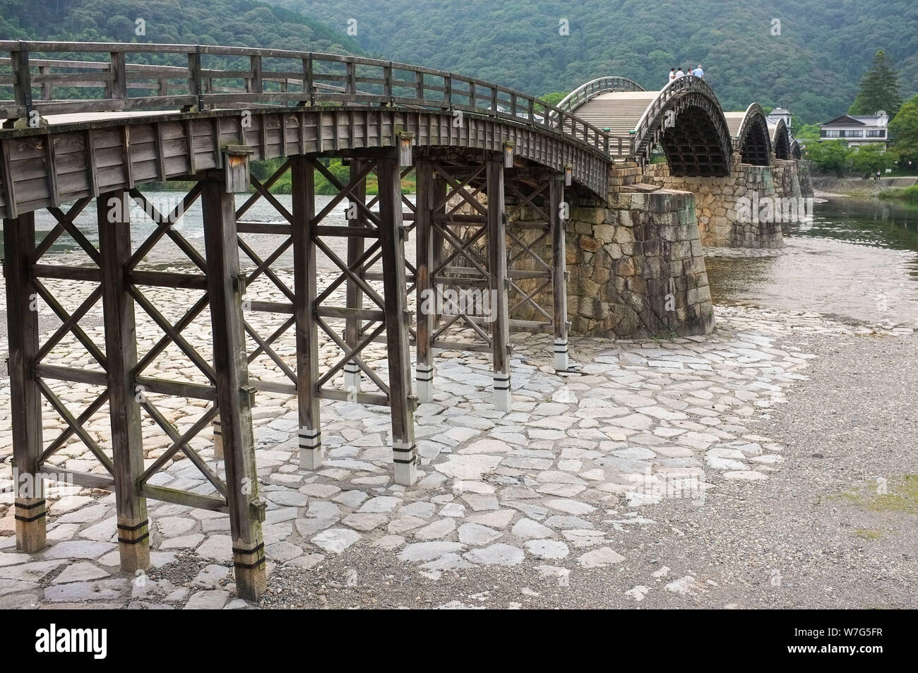 The Kintai Bridge built in 1673 over the Nishiki River, in the city of Iwakuni, in Yamaguchi ...
